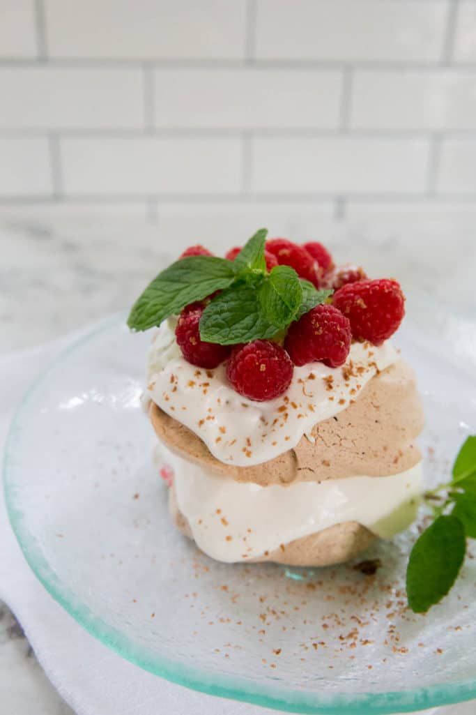 chocolate pavlovas with raspberries - Grits and Chopsticks