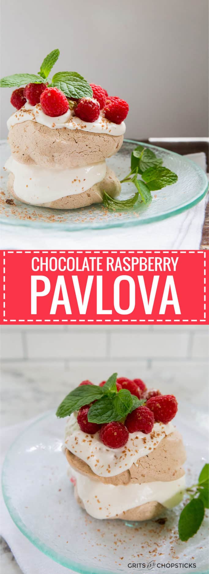 chocolate pavlovas with raspberries - Grits and Chopsticks