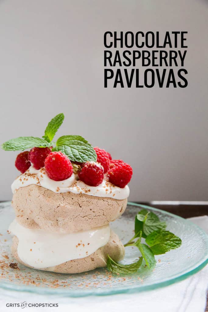chocolate pavlovas with raspberries - Grits and Chopsticks