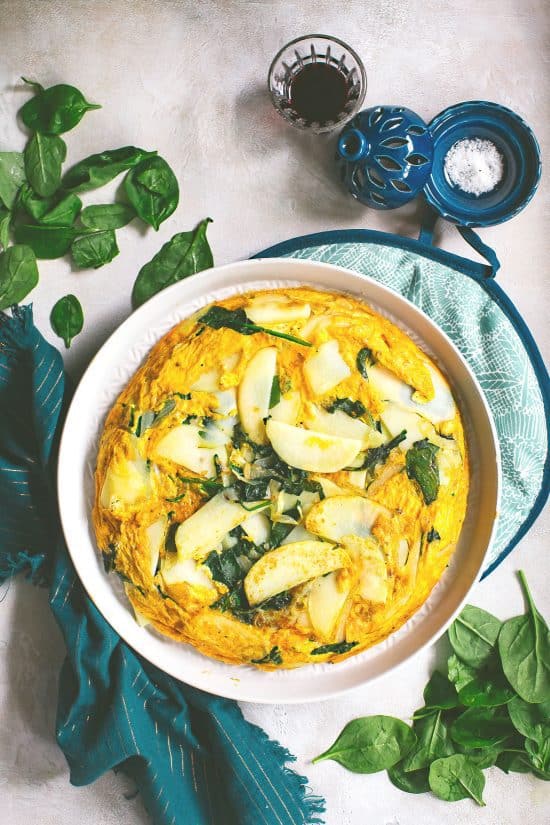 Spanish Tortilla with Spinach - Grits and Chopsticks